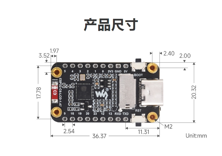Microcontroller Wi-Fi-C20 5 ซม.Microcontroller Wi-Fi 6 Development ...