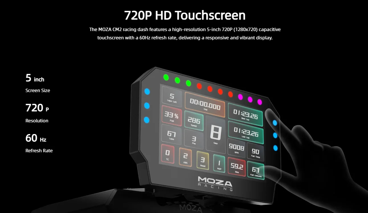 Moza Racing CM2 HD Racing Dash ทํางานร่วมกับฐาน MOZA ทั้งหมดปรับแต่งแดช ...