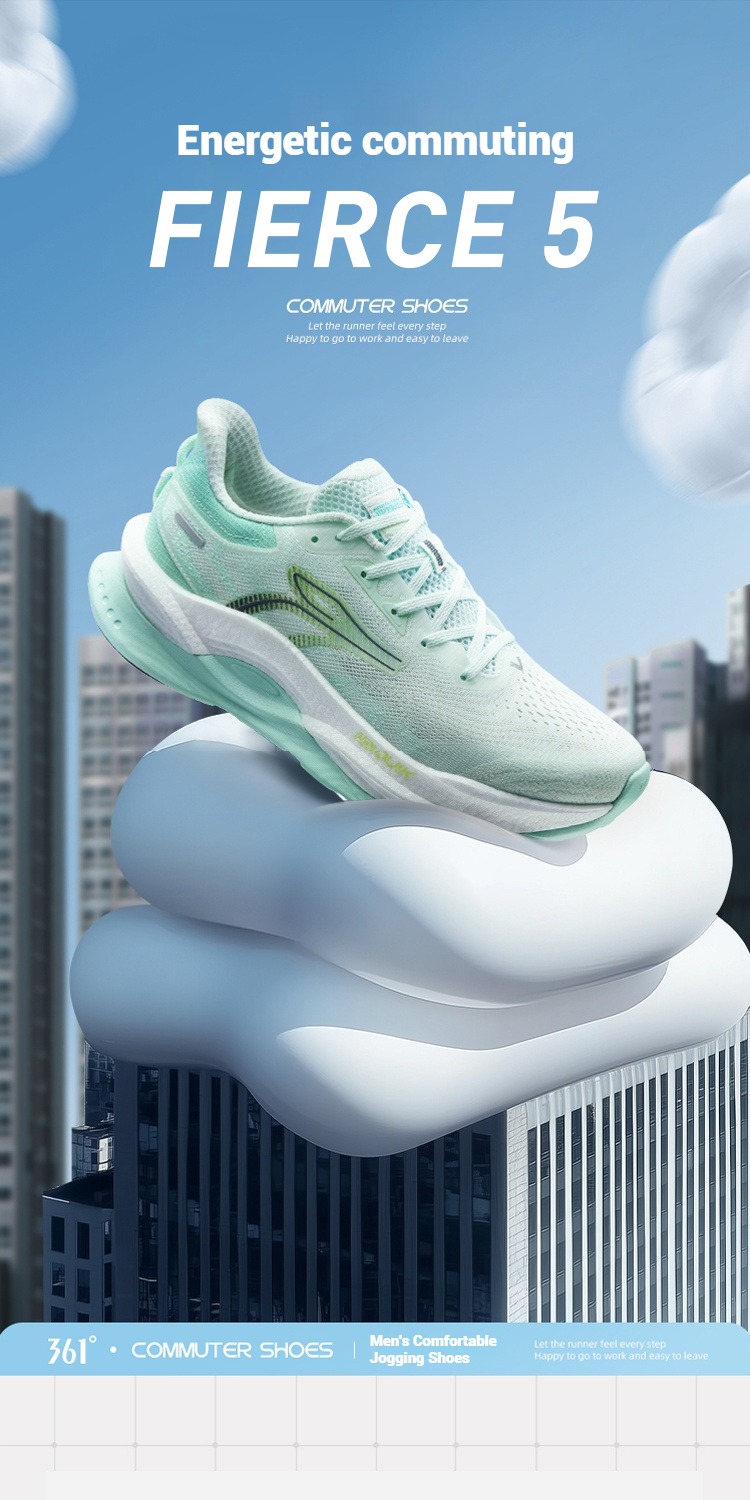 361 Degrees Fierce 5.0 รองเท้าวิ่งชายแบบหน้ากว้าง ระบายอากาศได้ดี ดูด ...