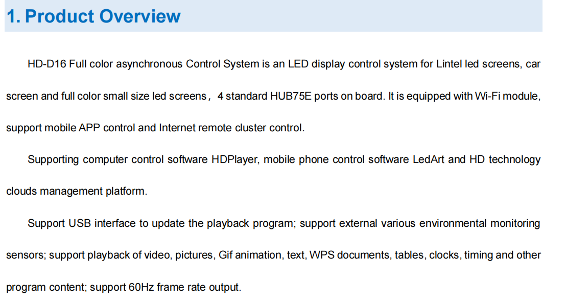Huidu HD-D16 Full สี WiFi/4G Led Wall Screen Control การ์ดแผง Led ...