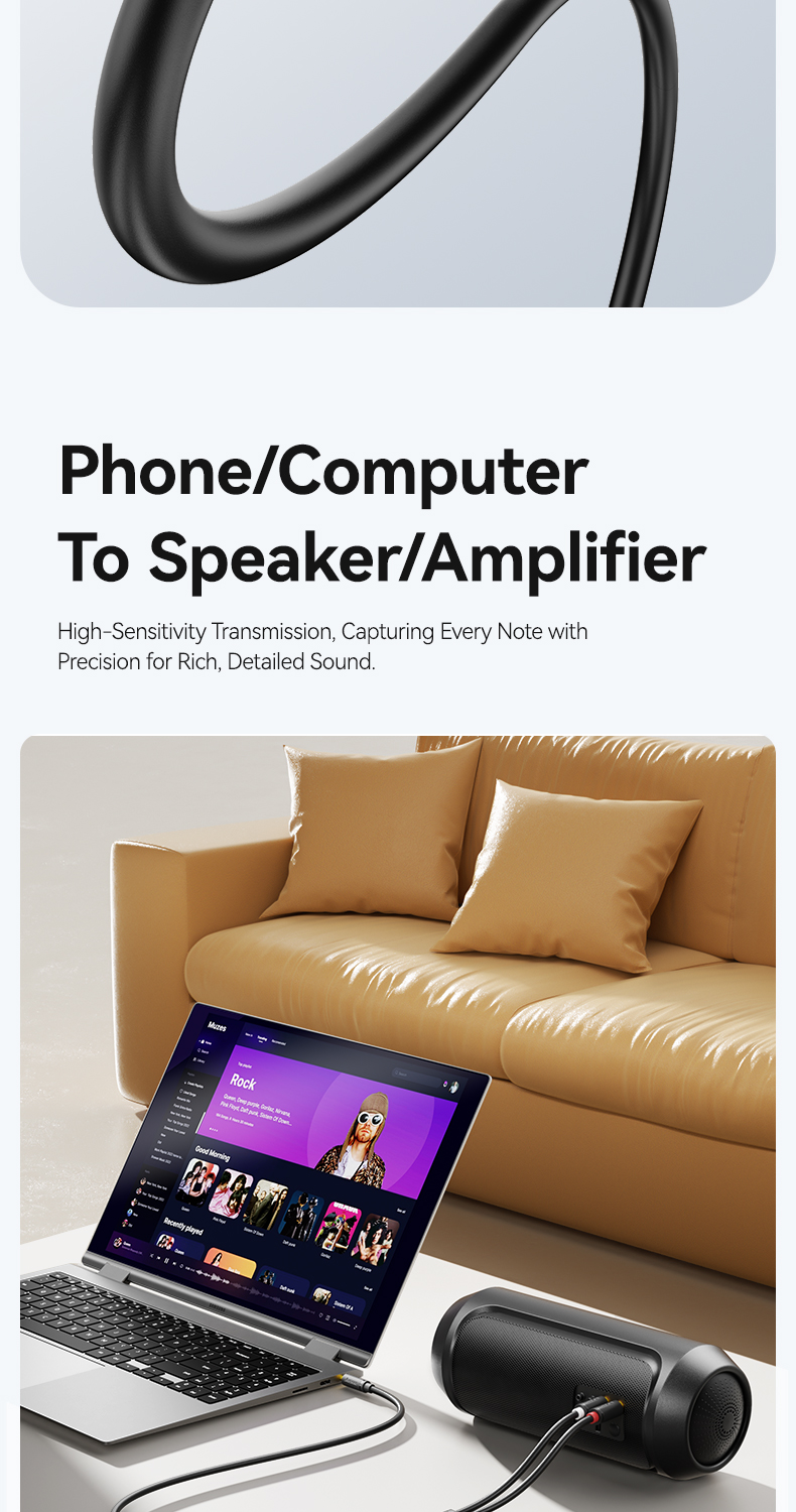 Jasoz สาย AUX3.5mm to 2 RCA Aux Audio Cable Adapter Splitter for TV Box Home Theater Speaker ...