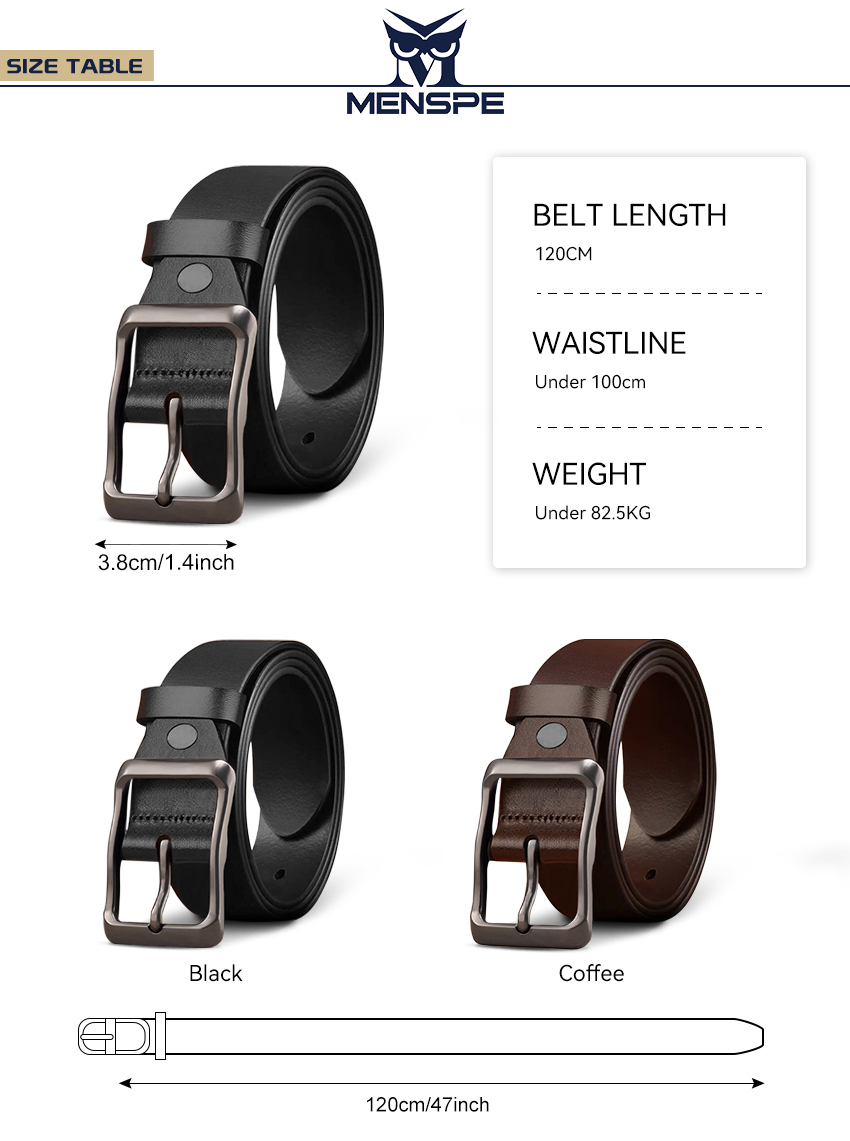 MENSPE แฟชั่น Retro Men Belt Smooth Second-layer Cowhide Belt เข็มขัด ...
