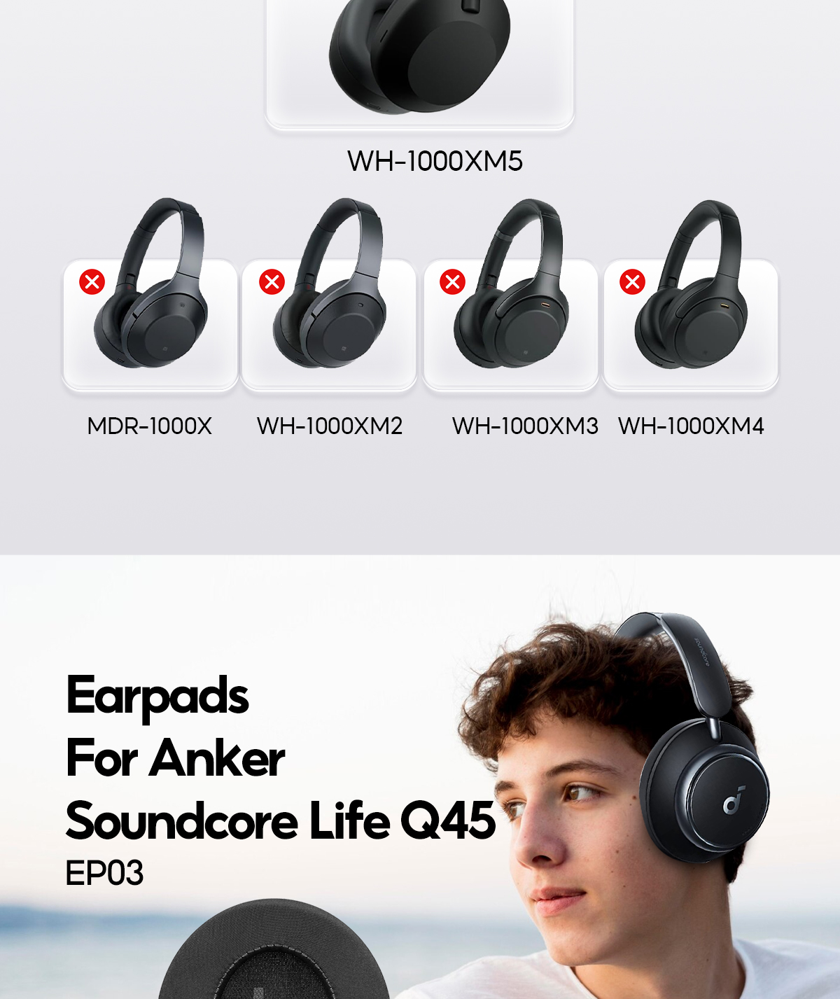 REDSIMBA หมอนรองหูที่สามารถเปลี่ยนได้|เหมาะสำหรับหูฟังแบบครอบหู Sony ...