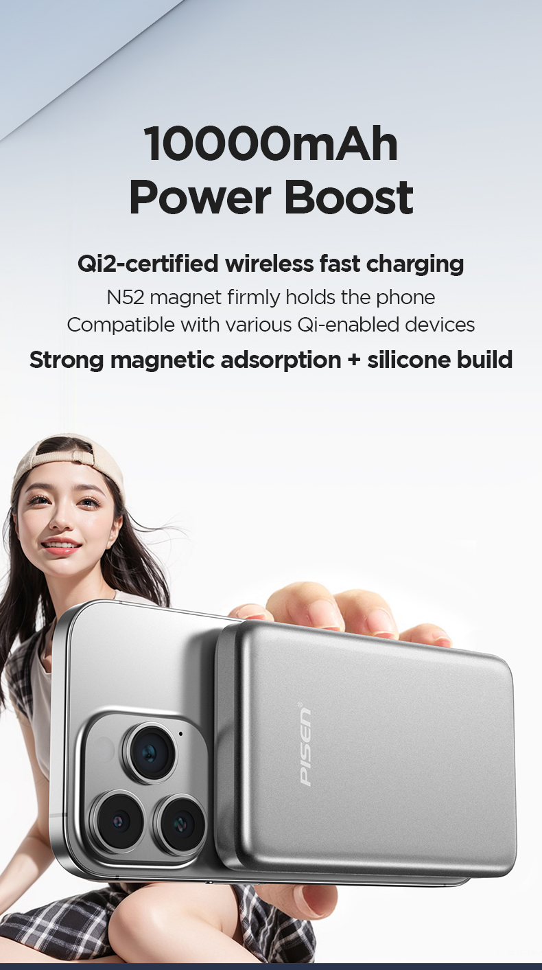 PISEN บางเฉียบ Qi2 Wireless Powerbank 10000mAh 20W ชาร์จเร็ว พาวเวอร์แบงค์ TP-D148 TP-D147 ...