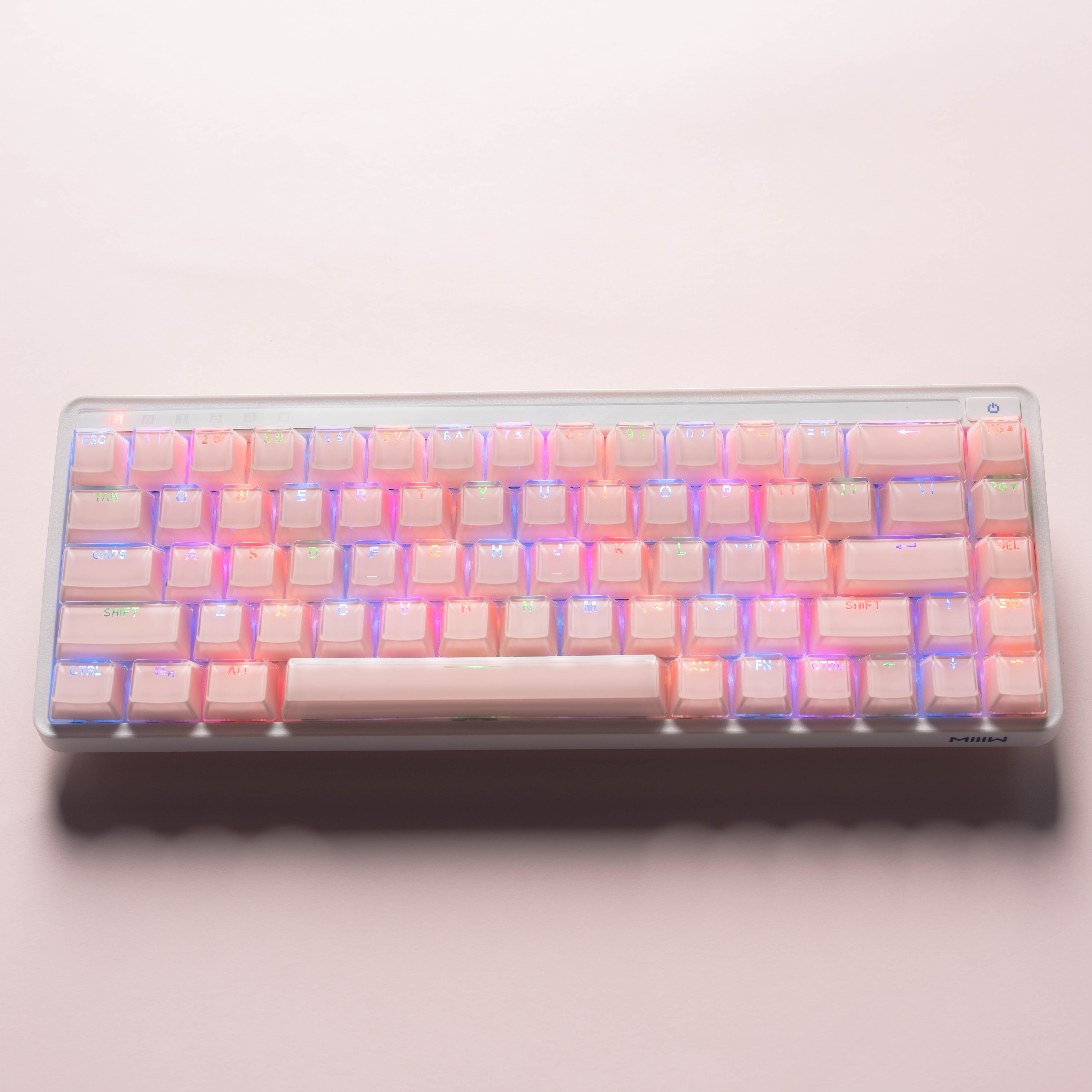 Womier Crystal Jelly Keycaps สีชมพูที่กําหนดเองโปร่งแสง Keycaps 118 คีย์น่ารัก Shine ผ่าน ...