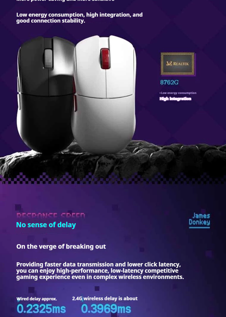 เมาส์ไร้สาย James lonkey RSR5 PAW3950 เมาส์เกมสามโหมดน้ําหนักเบา ...