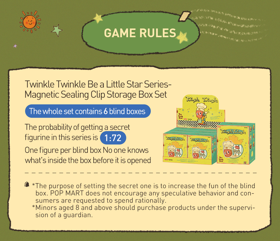POP MART Twinkle Twinkle Be a Little Star Series-Magnetic Sealing Clip ...