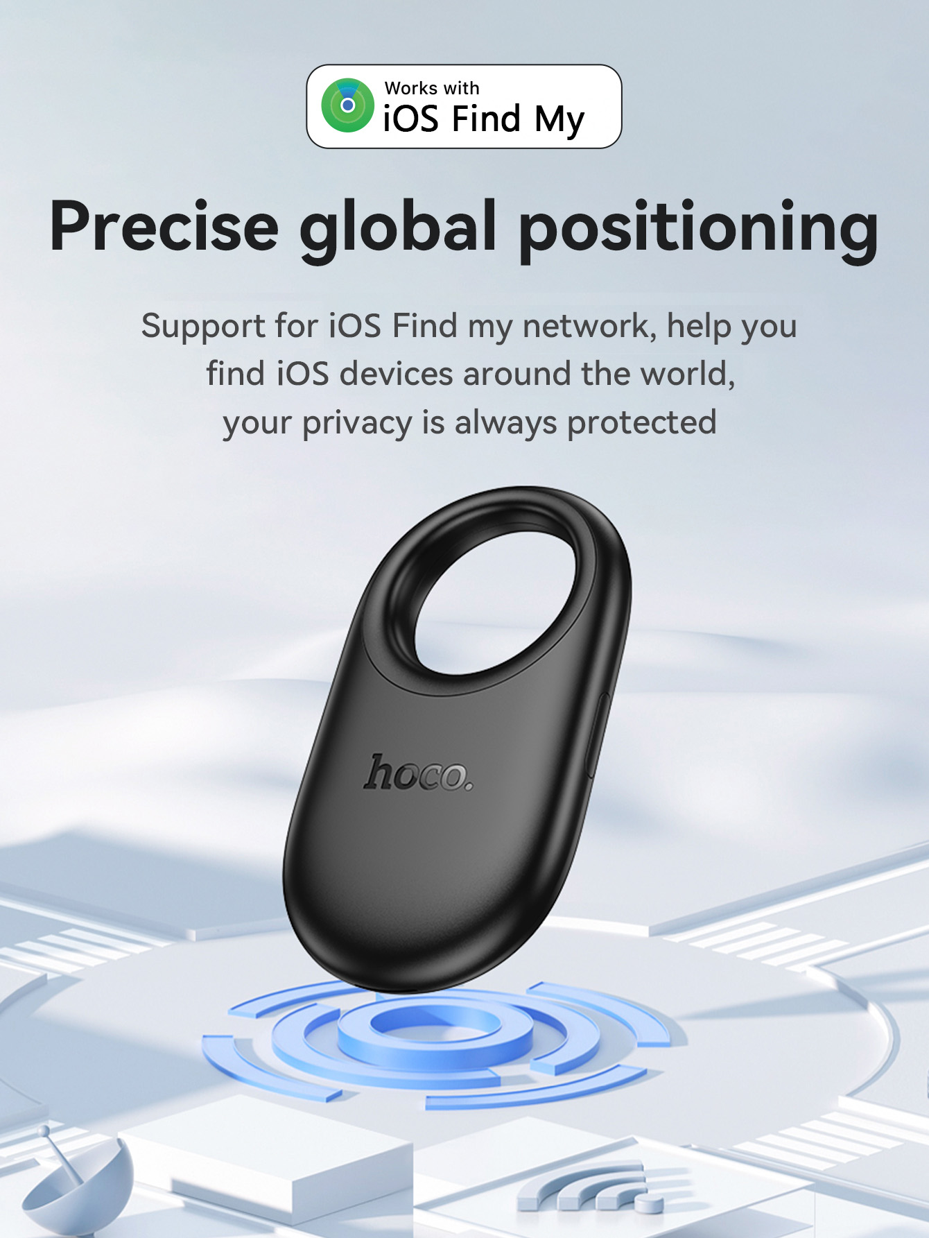 hoco. E94 เครื่องติดตาม GPS ไร้สาย ป้องกันการสูญหาย 230mAh รองรับ iOS ขนาดเล็ก พกพาสะดวก ...