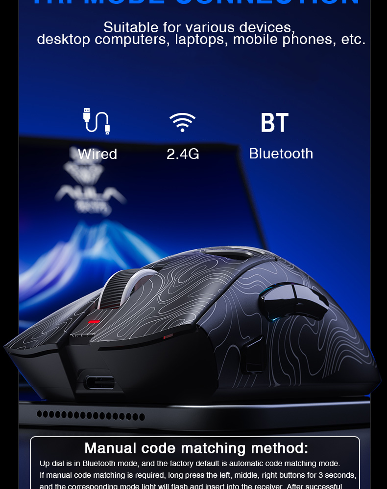 AULA SC620 เมาส์ไร้สาย Hollow Out การออกแบบน้ําหนักเบา Tri-Mode 12000 ...