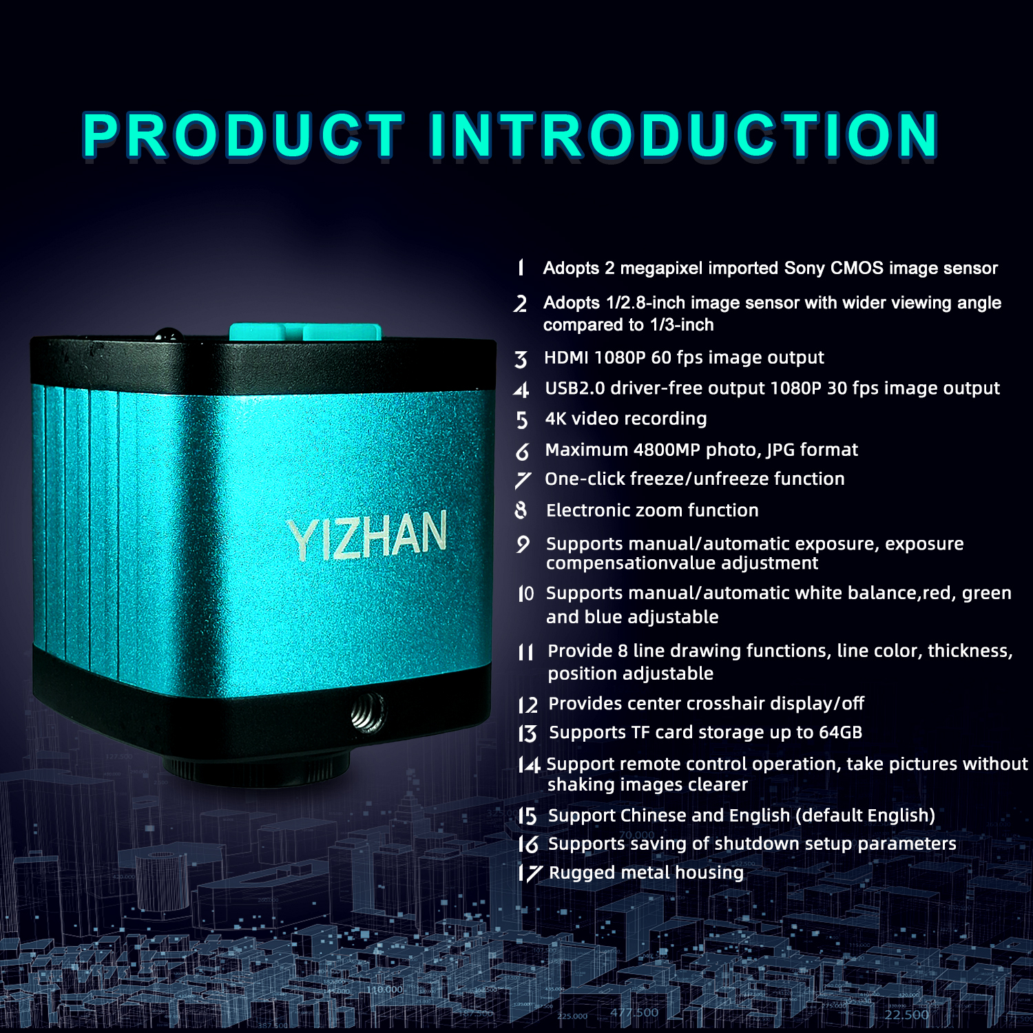 YIZHAN Industrial CCD Camera กล้องจุลทรรศน์ดิจิทัลอิเล็กทรอนิกส์ HDMI ...