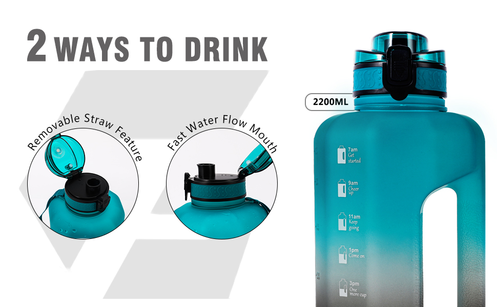 ขวดน้ํา GEMFUL 2.2 Litre เหยือกน้ํากีฬาขนาดใหญ่ BPA-free Leakproof ...