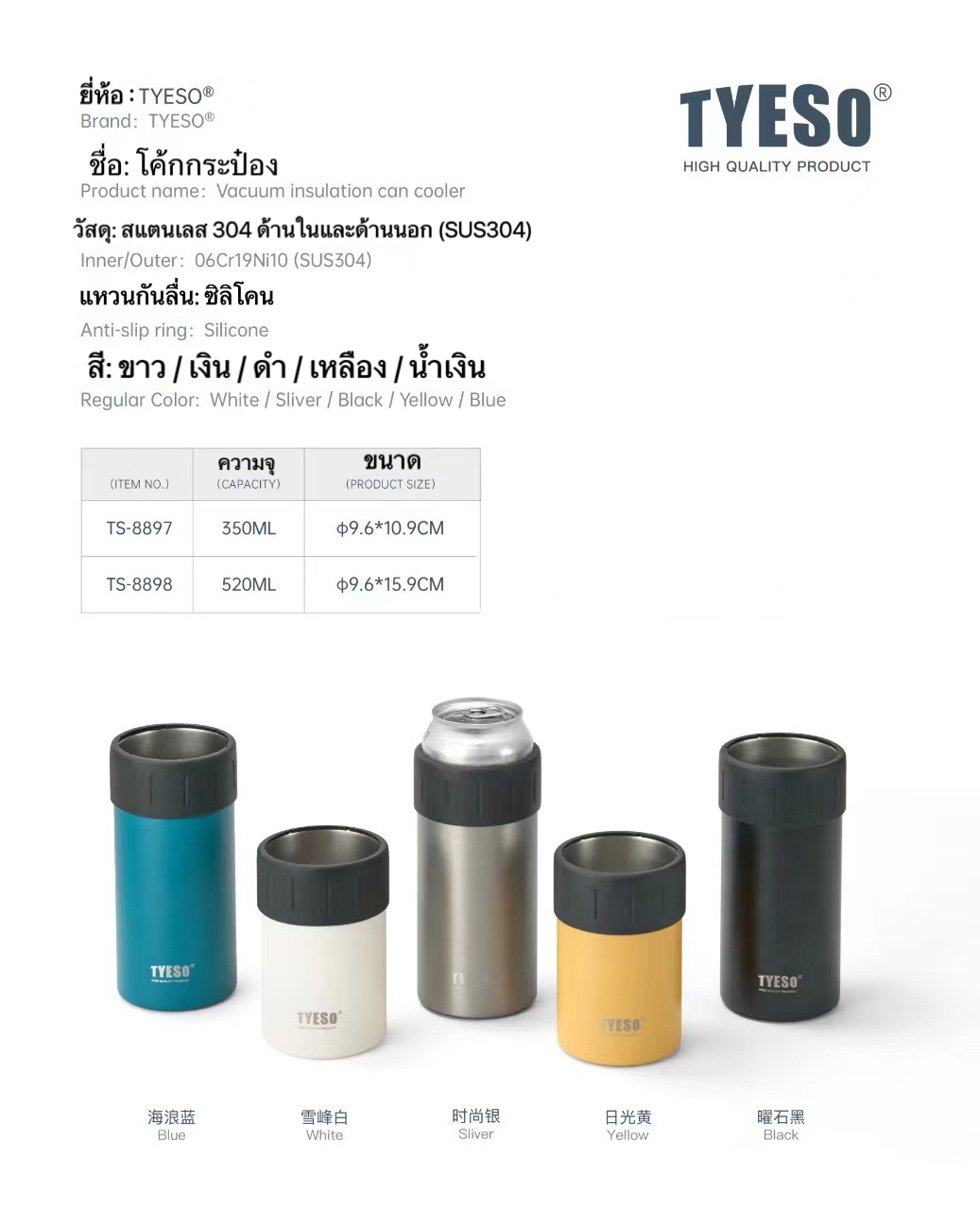 【LUCKY】TYESO Cola Can เบียร์เครื่องดื่มฝาครอบฉนวนกันความร้อน 304 สแตนเลสเก็บความเย็นถ้วยฉนวนกัน ...