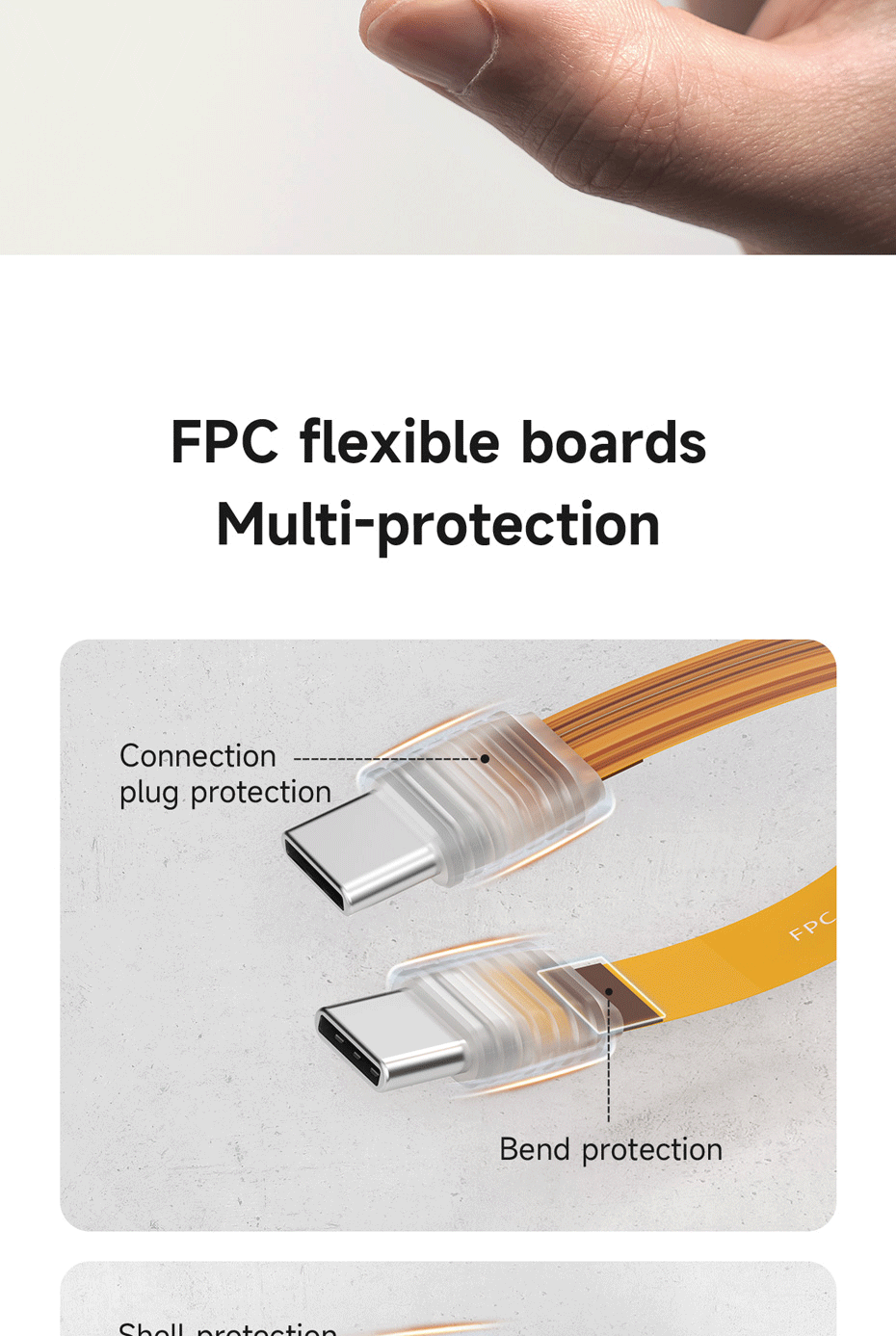 Hagibis FPC USB C ยืดหยุ่นสายพวงกุญแจแบบพกพา PD60W USB C ถึง Type-C สาย ...