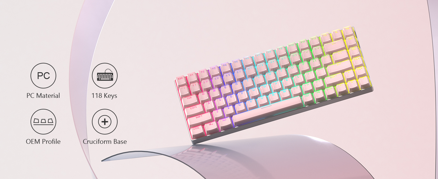 Womier RGB Crystal Pink Keycaps 118 คีย์ Shine Through Mechanical Keyboard Keycap Set | Shopee ...