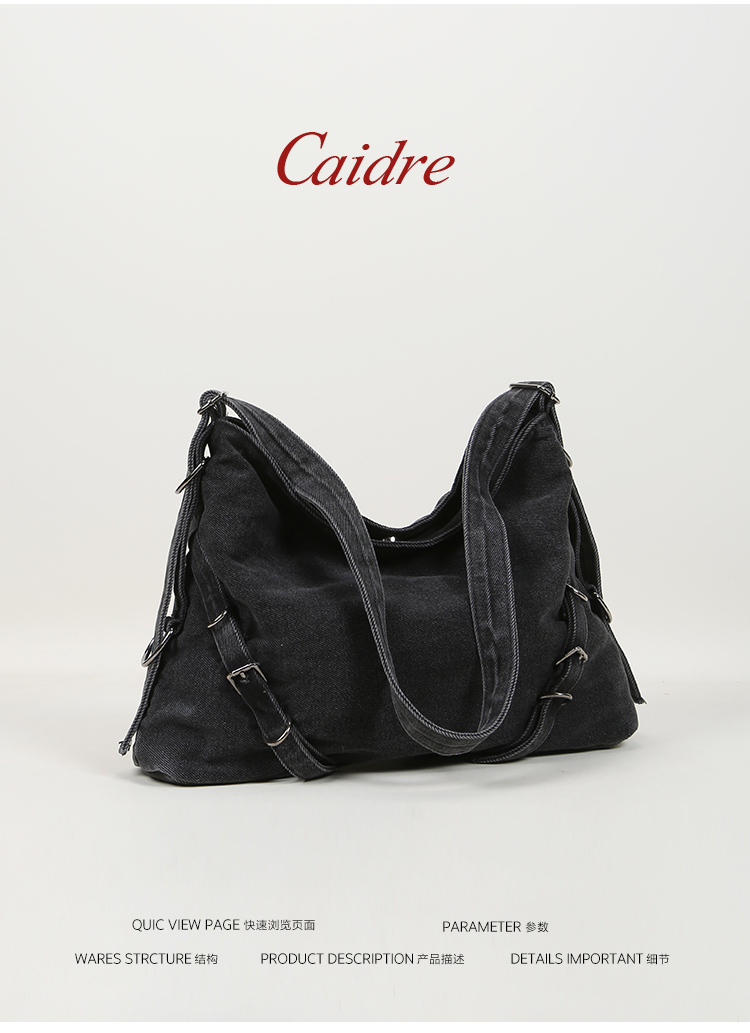 Caidre Tote Bag กระเป๋าผ้าใบเดนิมผู้หญิง Commuter Shoulder Messenger ...
