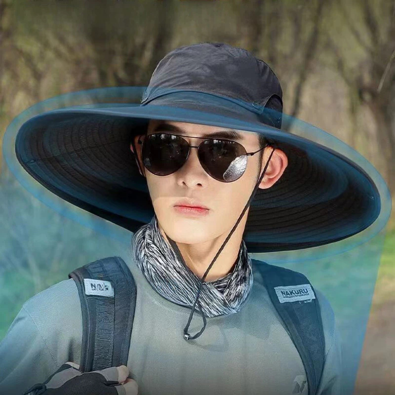 หมวกกันแดดปีกใหญ่ฤดูร้อนกลางแจ้งเดินป่าตกปลาท่องเที่ยว | Shopee Thailand