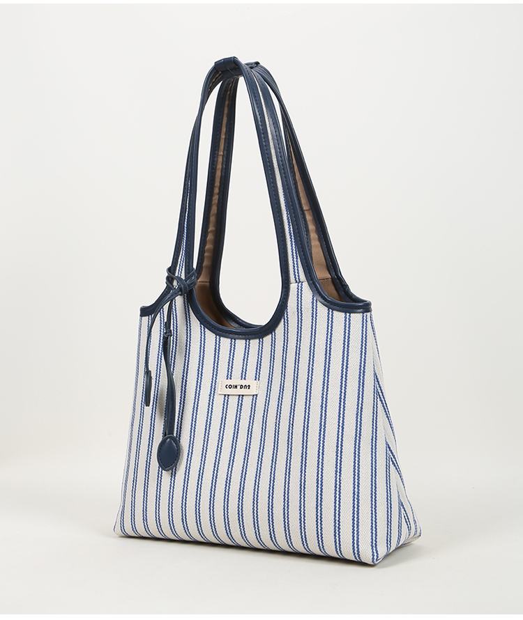 Caidre Striped Tote Bag Female Commuter Canvas Bag Portable Shoulder ...