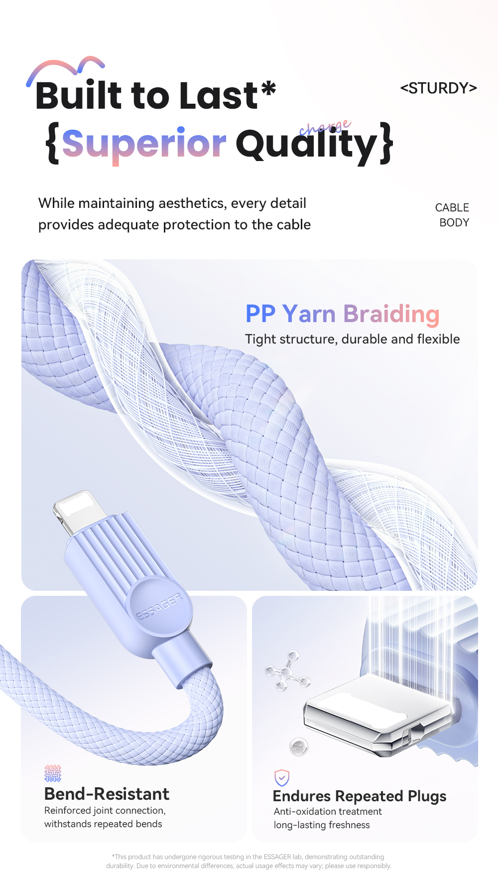 Essager PD 29W USB-C ถึง L Fast Charging Data Cable สายเคเบิลถักสีคู่ ...