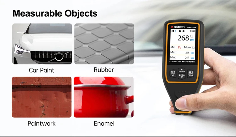 SNDWAY SW-6310A/B เครื่องวัดความหนาเคลือบสีดิจิตอล 1700um/66mil เครื่องทดสอบฟิล์มสีรถยนต์ ...