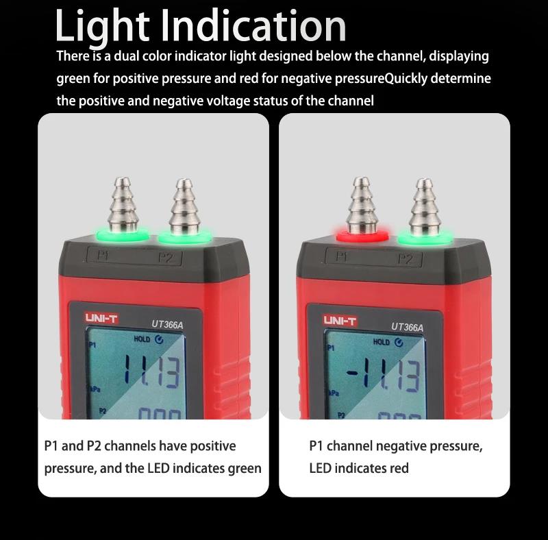 Uni-t UT366A Manometer การวัดความแตกต่างของความดันพื้นผิวดิจิตอลความ ...