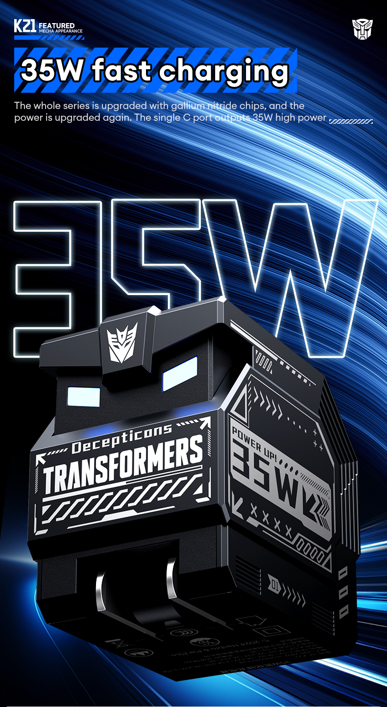 Transformers TF-K21 35W PD Fast Dual Port หัวชาร์จ USB Type C 16 Pro ...
