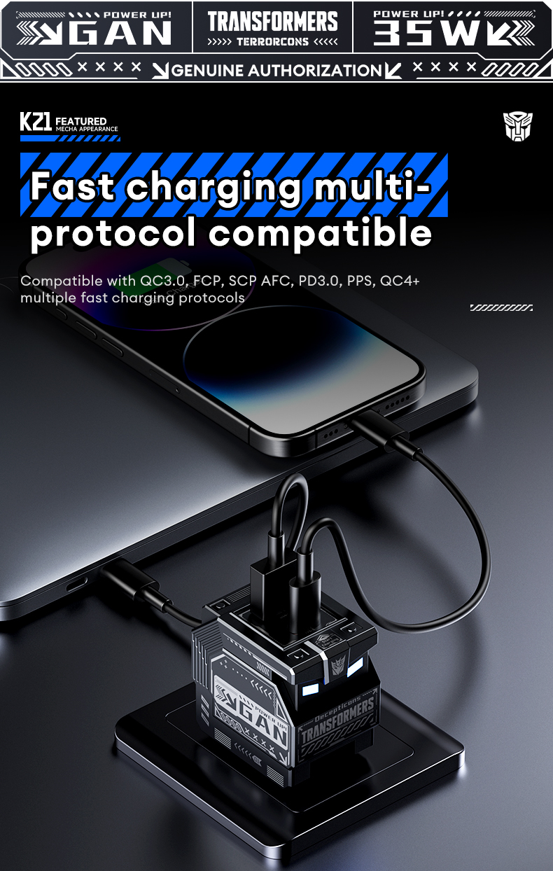 Transformers TF-K21 35W PD Fast Dual Port หัวชาร์จ USB Type C 16 Pro ...