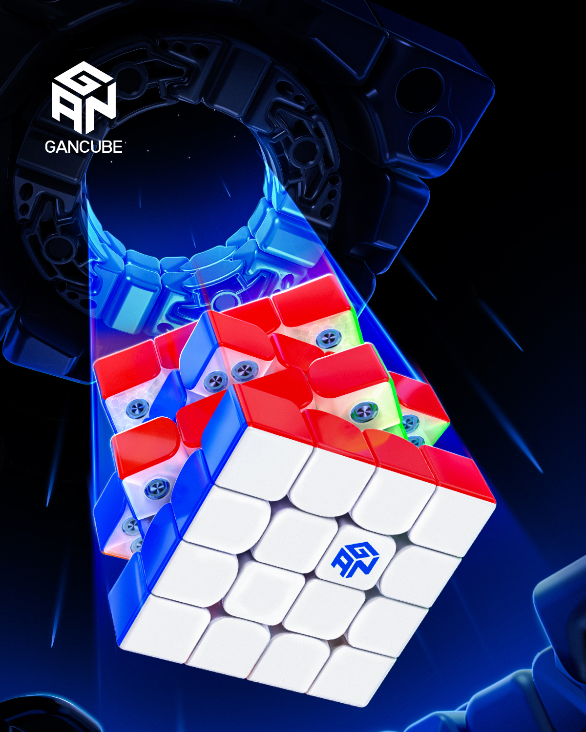 GAN 460 M V2 UV 4x4 Core Magnetic Cube Professional 4x4x4 Triple-Track ...