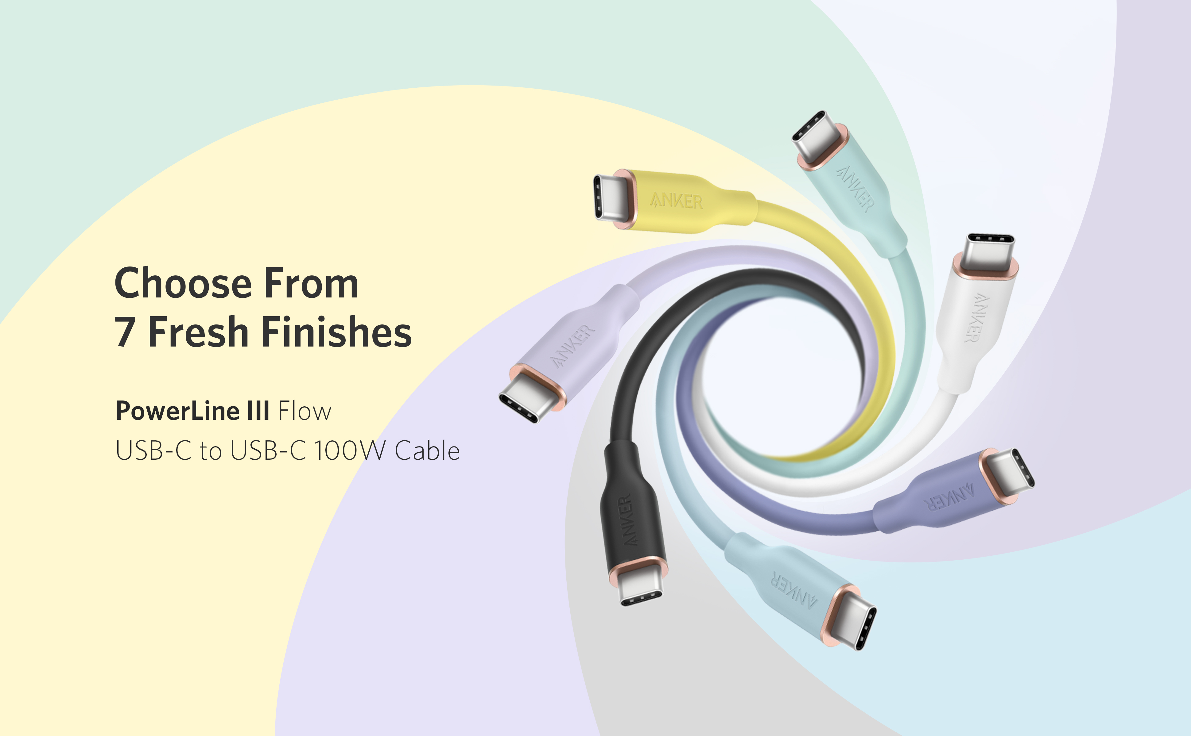 Anker PowerLine USB C Flow Cable 100W Type C Enormouous Durability Flow ...