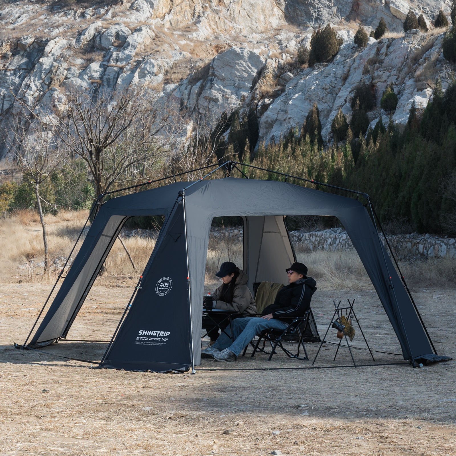 Shinetrip Auto Dome Shelter Tarp PU2000 เคลือบเงินสีดําสีเขียวสีกากี ...
