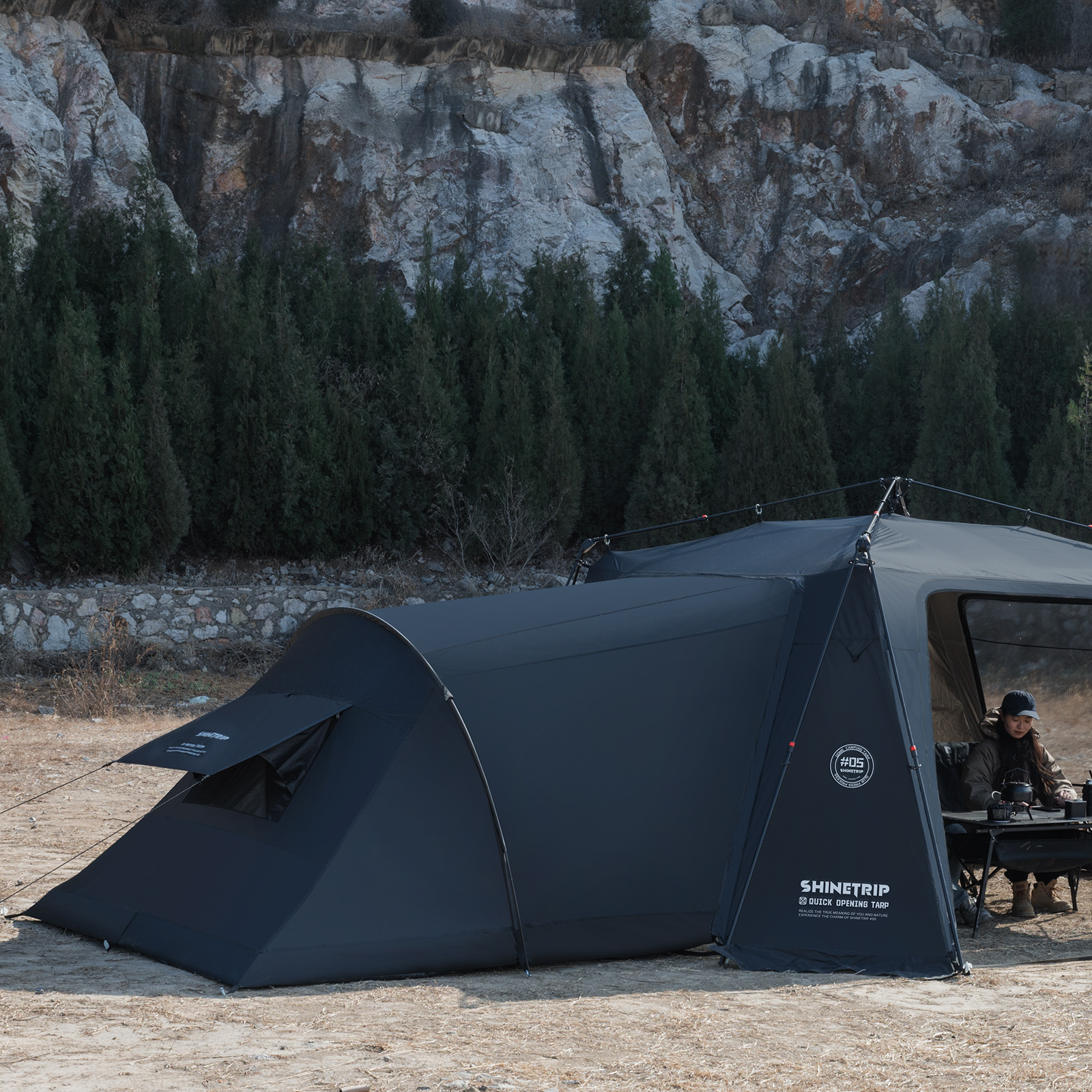 Shinetrip Auto Dome Shelter Tarp PU2000 เคลือบเงินสีดําสีเขียวสีกากี ...