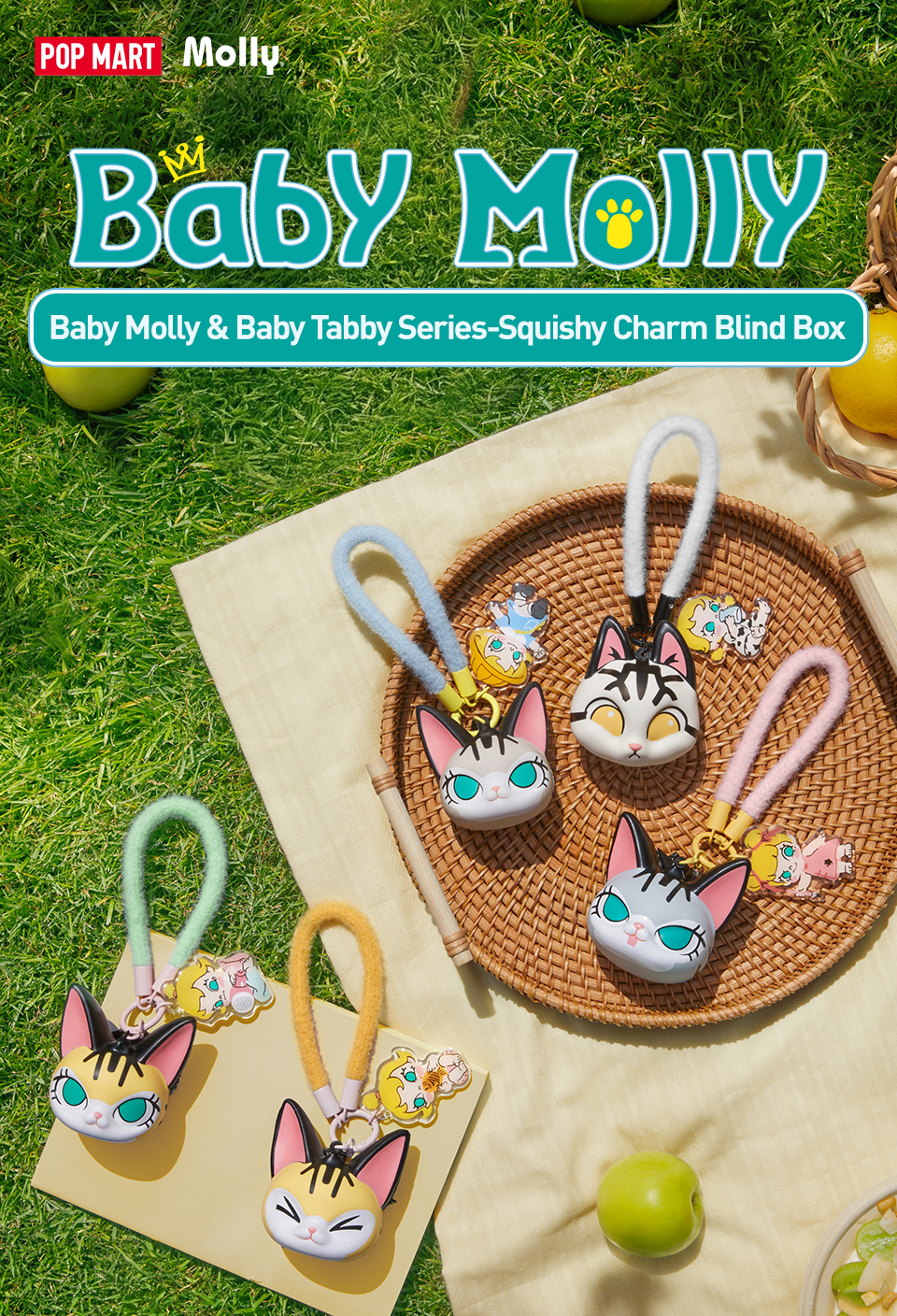 POP MART Baby Molly & Baby Tabby Series-Pinch Pendant Blind Box Action ...