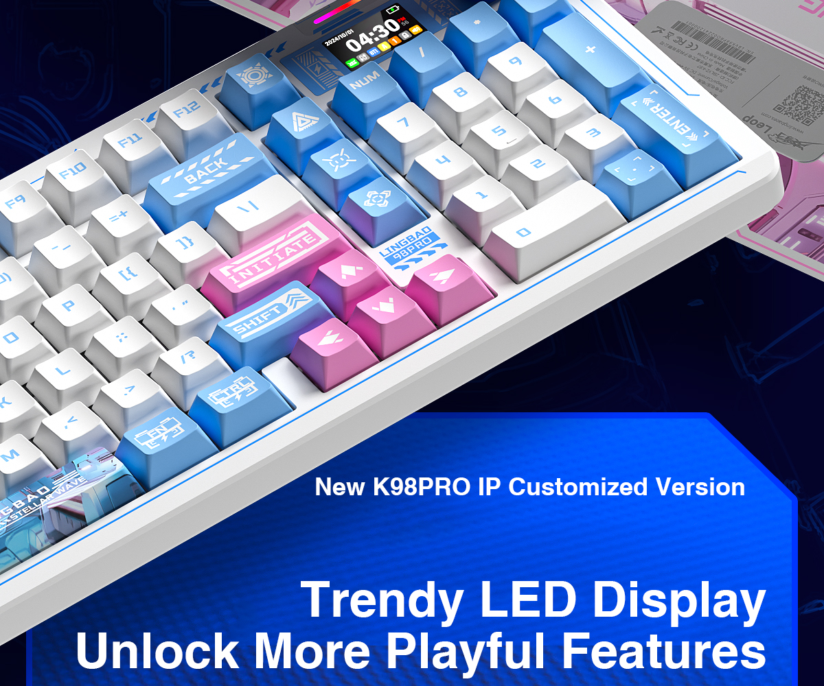 LINGBO K98PRO คีย์บอร์ด 97 คีย์ Tri-mode จอแสดงผล LCD RGB Hot-swap 10000mAh โครงสร้างปะเก็น ...