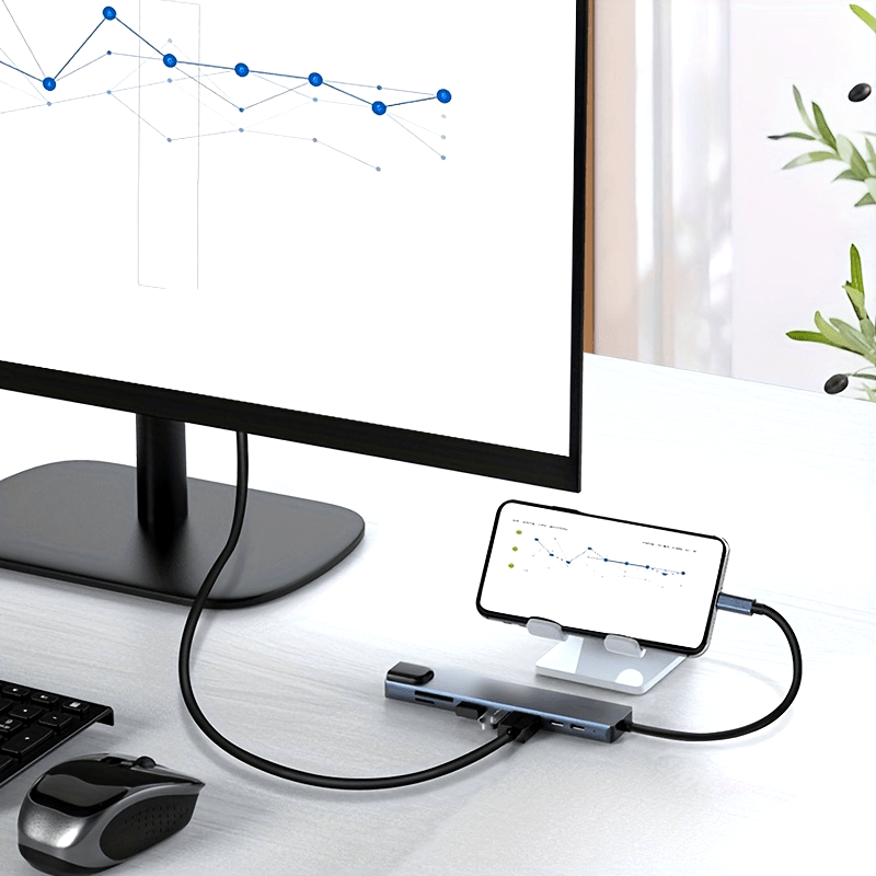 ฮับ Type C 8 in 1 แบบใหม่ USB3.0 TF SD Card Reader USBC RJ45 PD สำหรับ ...