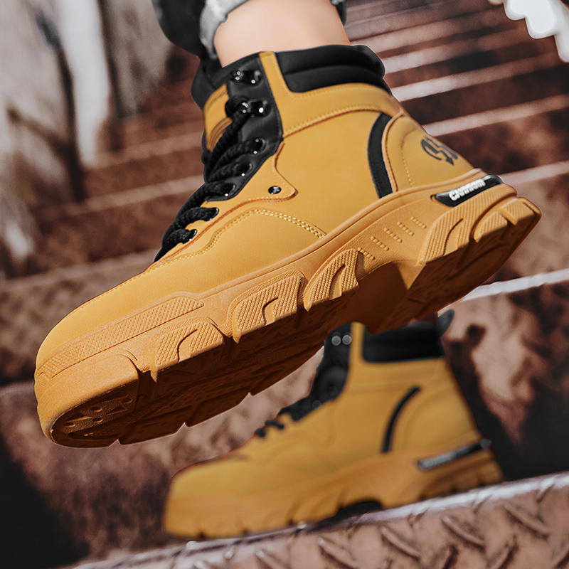 SOVOB รองเท้าผู้ชายฤดูใบไม้ผลิอังกฤษ High-Top Overall Boots Casual All ...