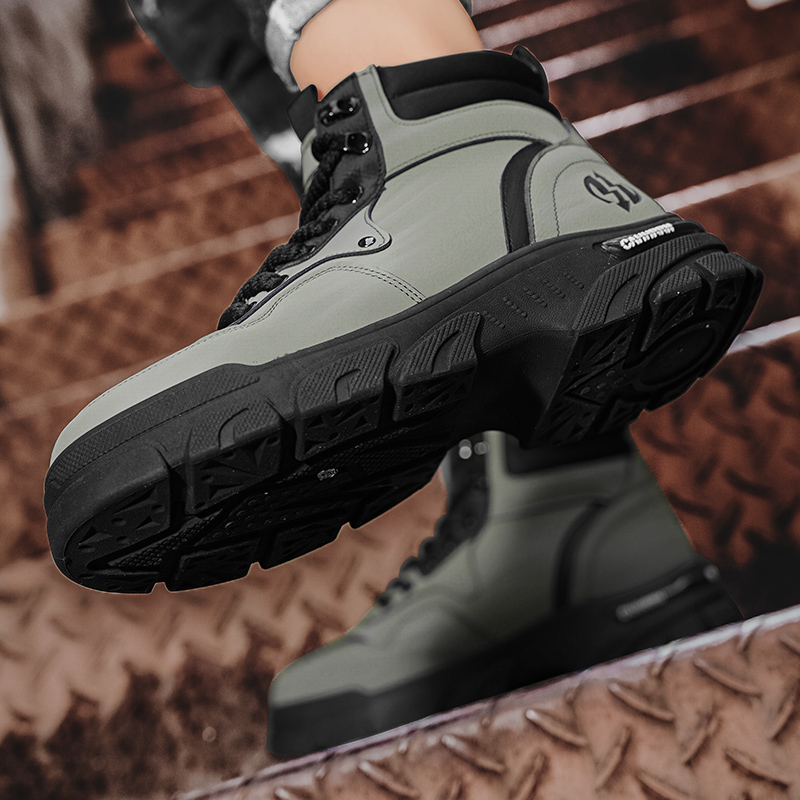 SOVOB รองเท้าผู้ชายฤดูใบไม้ผลิอังกฤษ High-Top Overall Boots Casual All ...