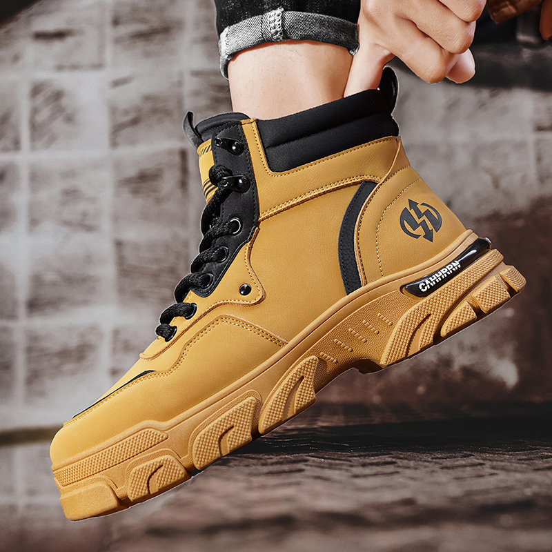 SOVOB รองเท้าผู้ชายฤดูใบไม้ผลิอังกฤษ High-Top Overall Boots Casual All ...