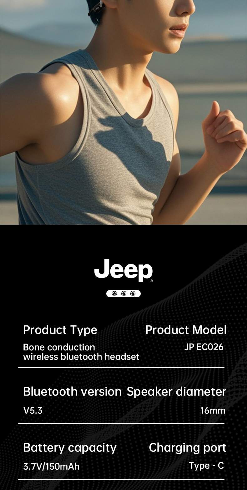 Jeep EC026 หูฟังบลูทูธ 5.3 IPX5 กันน้ํา HD Calls หูฟัง Bone Conduction ...