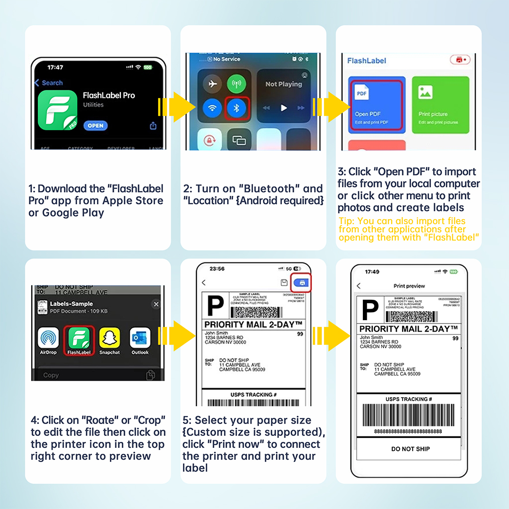 Flashlabel เครื่องปริ้นออเดอร์ Y486 การเชื่อมต่อ Bluetooth ใช้งานได้กับ Android และ iPhone เพื่อ ...