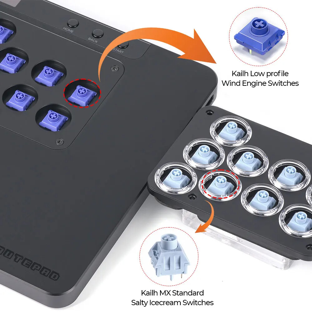 Haute42-COSMOX X Series Leverless Controller เปลี่ยนโมดูลจอยสติ๊กคีย์บอร์ดอาเขตสําหรับ PC/ Ps4 ...