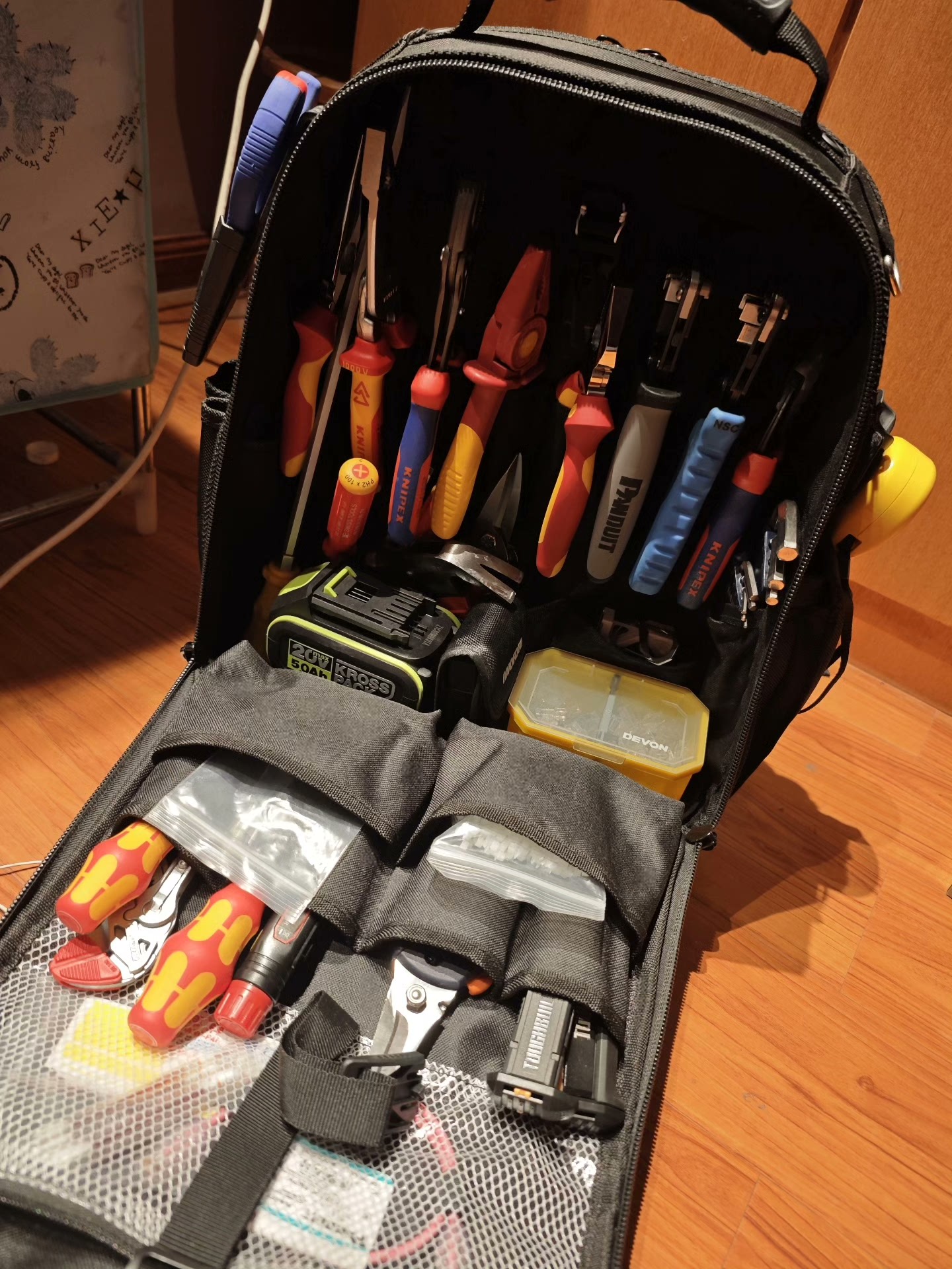 Tech Pac Pro Full Size Heavy Tool Backpack ความจุขนาดใหญ่ Non-Collapse ...