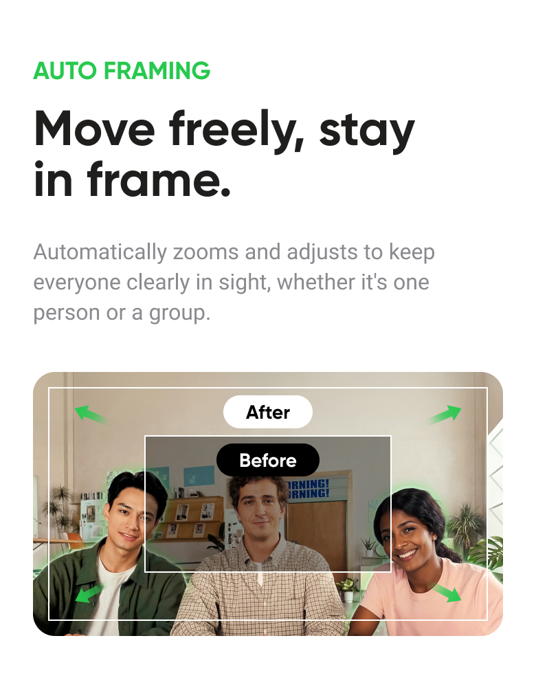 Insta360 Link 2C - 4K Webcam สําหรับพีซี/Mac, เซ็นเซอร์ 1/2", การแฟรม ...