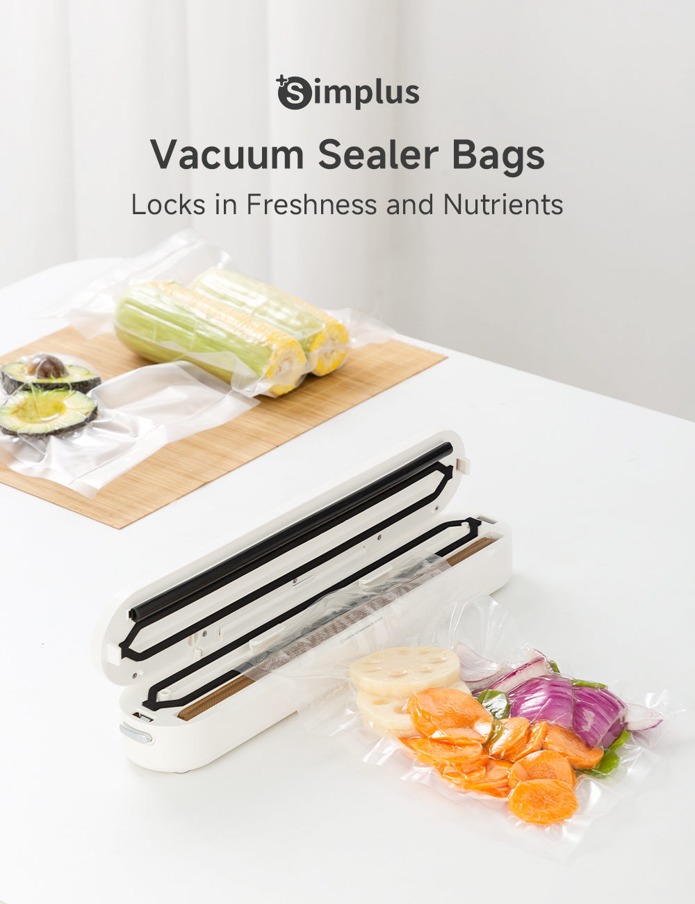 Simplus Vaccum Sealer กระเป๋า 50 ชิ้น 20*25 ซม. 20*30 ซม. Dot นูนเนื้อถุงเก็บเกรดอาหาร FKDA001 ...