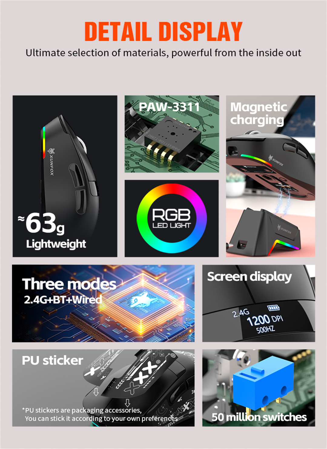 XUNFOX H9 Pro ไมโครโฟนเกมมิ่งไร้สาย Triple-Mode แท่นชาร์จ 2.4G + Bluetooth + แบบมีสาย 6 เกียร์ ...