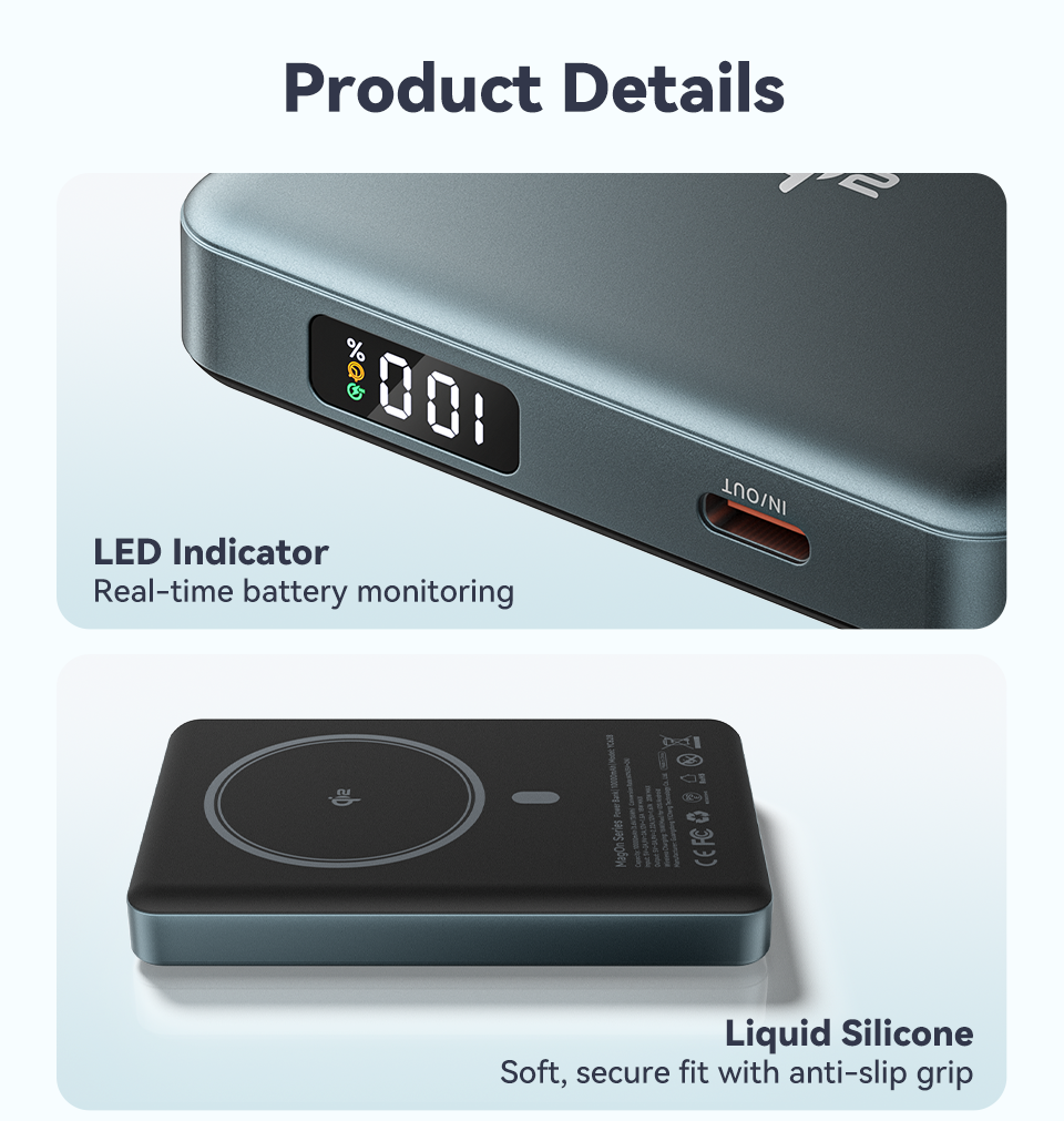 KUULAA Qi2 15W Magnetic Wireless Mobile Power Bank 10000mAh Power Bank ...