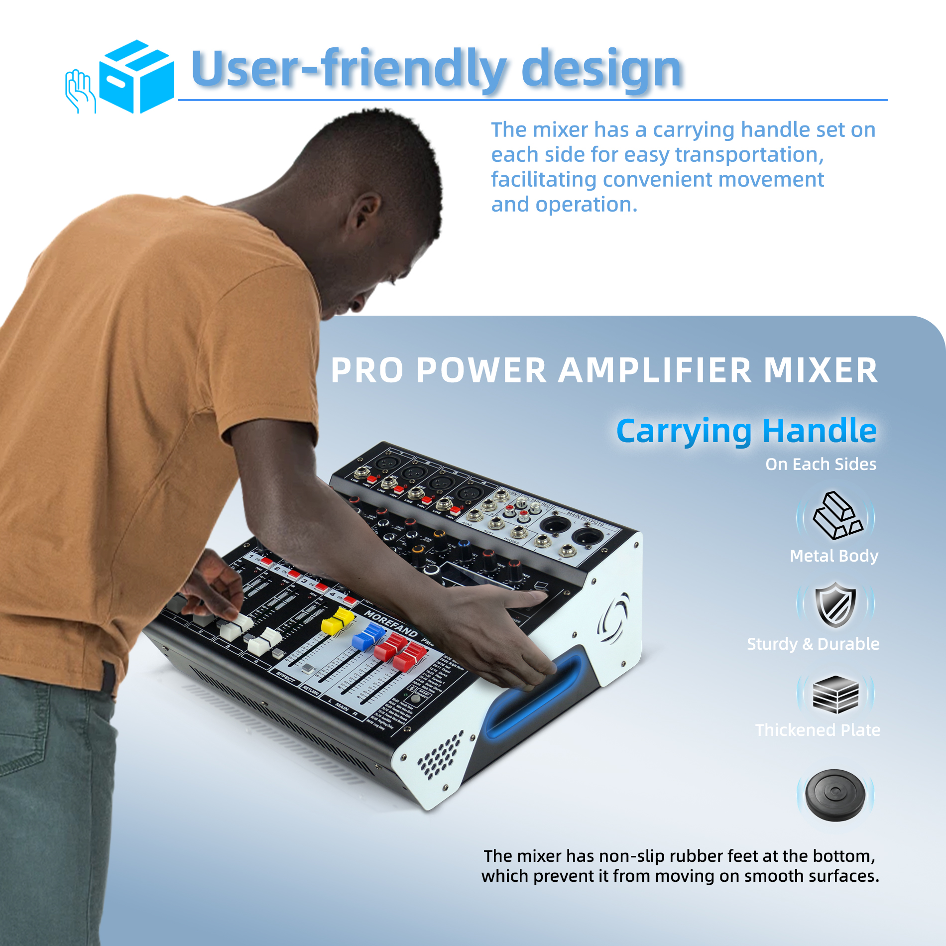 มิกเซอร์เสียง ฟังก์ชั่นเต็มรูปแบบ EQ BT PM4-4channel 99DSP เวทีรองรับ ...