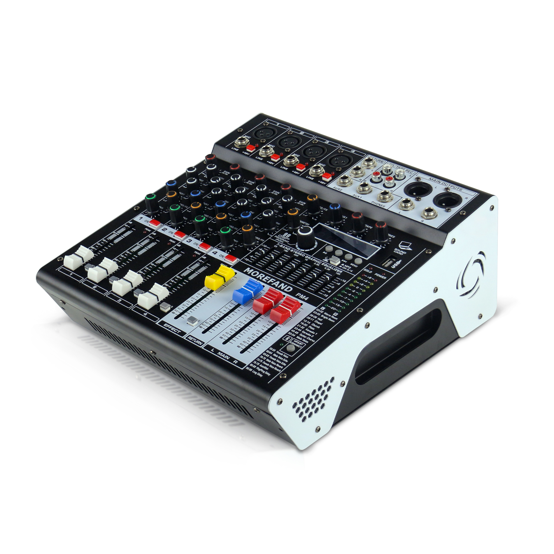 มิกเซอร์เสียง ฟังก์ชั่นเต็มรูปแบบ EQ BT PM4-4channel 99DSP เวทีรองรับ ...