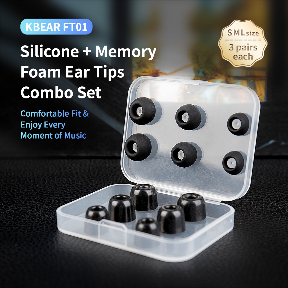 6 คู่ (S/M/L) KBEAR FT01 Silicone + Memory Foam Ear Tips Combo Set ...