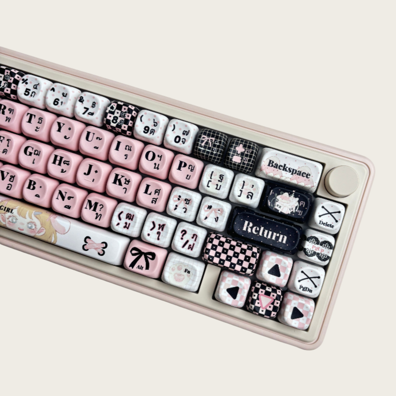 Candy Girl Thai Keycaps MOA Height PBT Material Cute Cartoon Girl Heart ...