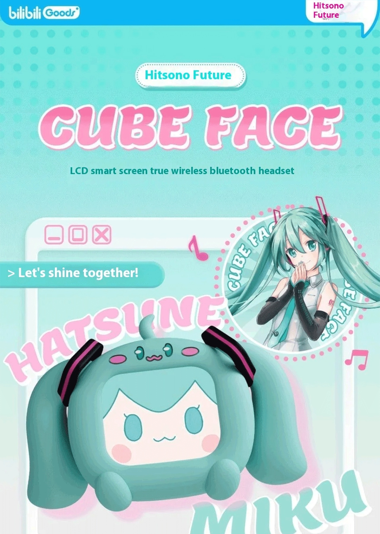 BiliBiliGoods Hatsune Miku Touch Screen Interactive Wireless Bluetooth ...