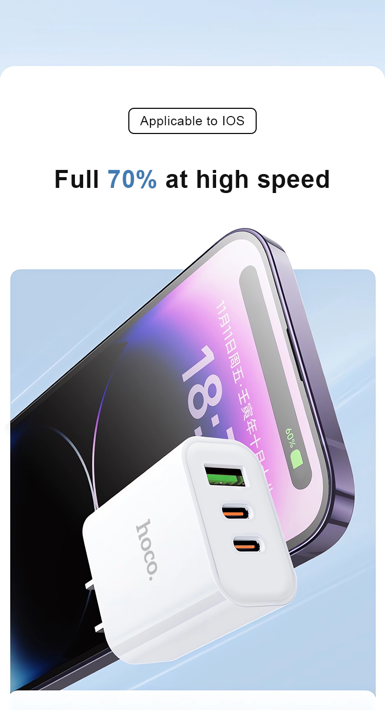 hoco. C126 หัวชาร์จเร็ว PD 40W + QC 3.0 (Type-C x2 + USB ) รองรับ Fast ...